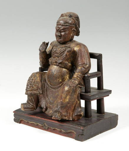 Figure of Zhao Gongming; China, Qing dynasty, 18th century. Carved and ...