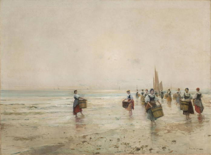 Eliseo Meifren Roig (barcelona, 1859 1940). Â€œmariscadorasâ€. Oil On ...