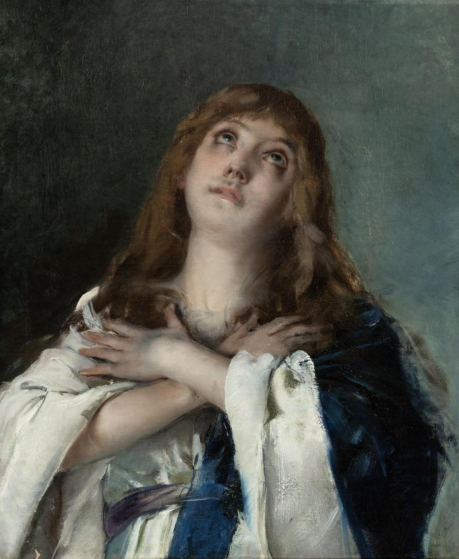 RICARDO DE MADRAZO Y GARRETA (Madrid, 1852-1917). â€œMagdalenaâ€. Oil ...