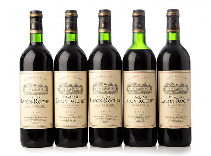 Five Bottles Chã¢teau Lafon Rochet Grand Cru Classã© 1996, Saint Estã ...