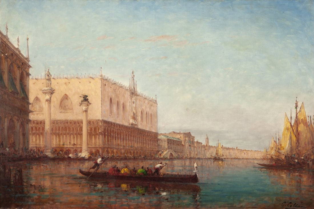 Charles-clement Calderon (france, 1870 - 1906). "venice Canal". Oil On Canvas. Signed In The ...