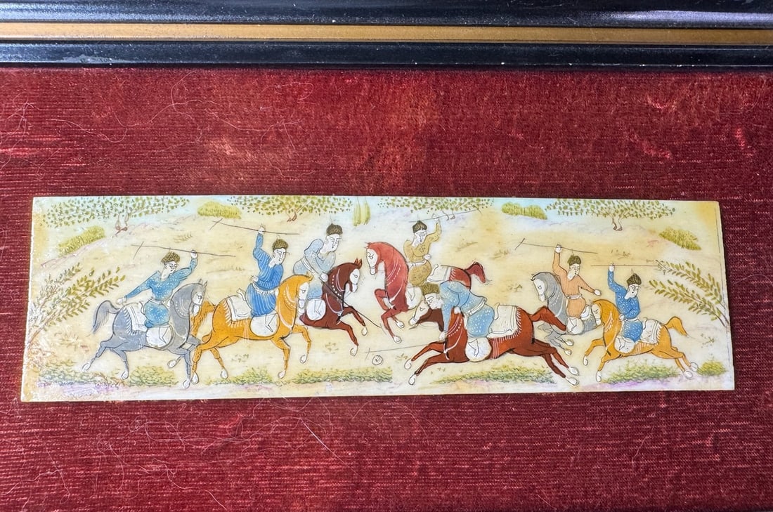 Vintage Persian Miniature Painting On Camel Bone Auction