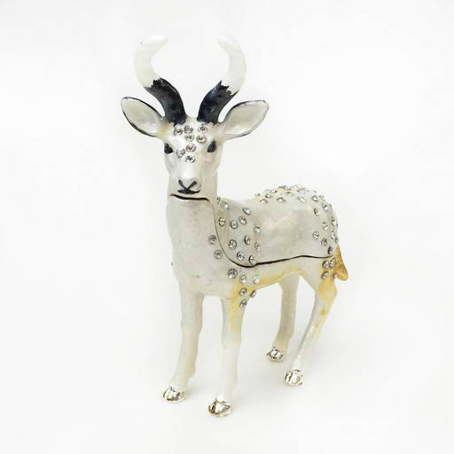 Enamel crystals White Horned Buck Deer trinket box (#0062C) on Apr 21 ...