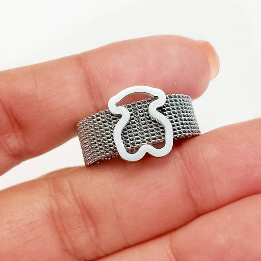 Silver tone stainless steel TOUS style Bear mesh ring (#0035F) on Jun ...