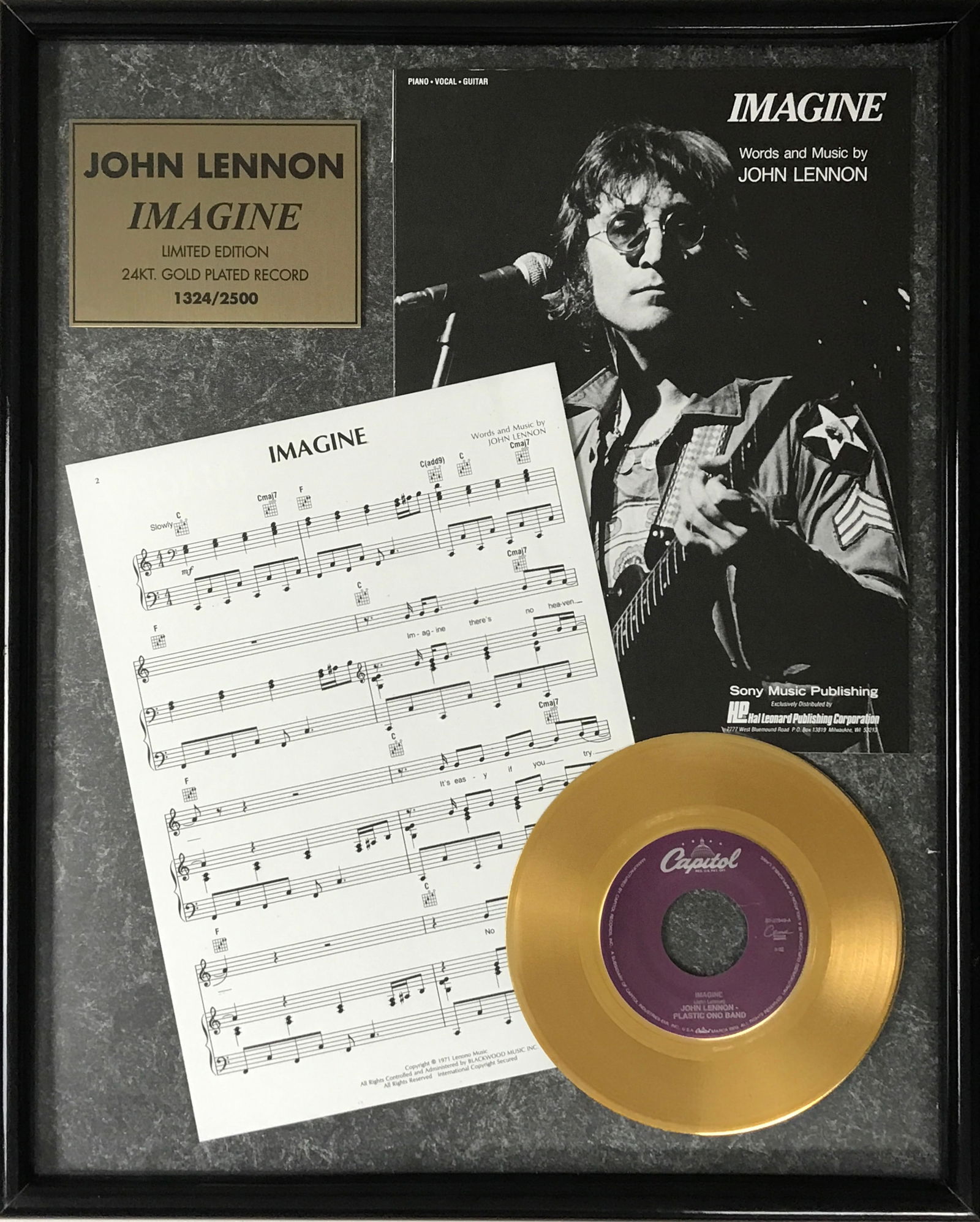 Beatles John Lennon "imagine" Lyrics & 45 Collage Auction