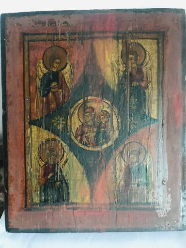 Antique Orthodox Icon 19 Th C Burning Bush