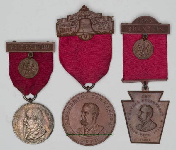 Gar Dept. Of Pa Encampment Badges, Lot Of Three, B