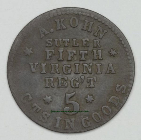 FIFTH VIRGINIA REGIMENT SUTLER TOKEN, stamped unkn - Oct 12, 2007 ...