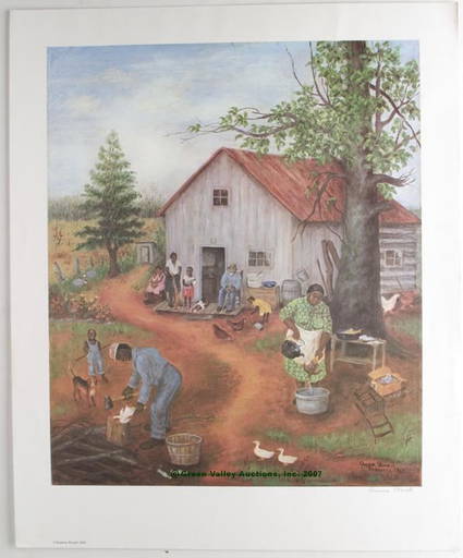 Signed Queena Stovall Color Print, "comp'ny Comin'