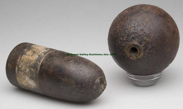 Civil War Artillery Shells, Lot Of Two, 3 Inch H
