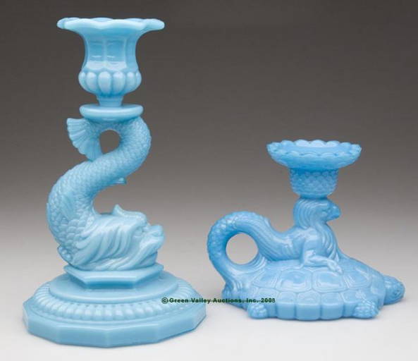 Mythical Beasts Candle Holders, Lot Of Two, Opaque