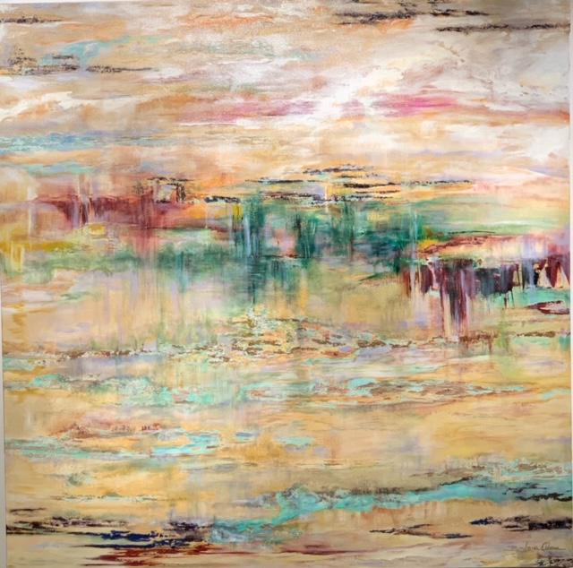 Barbara Owens Abstract Signed Acrylic Mixed Media