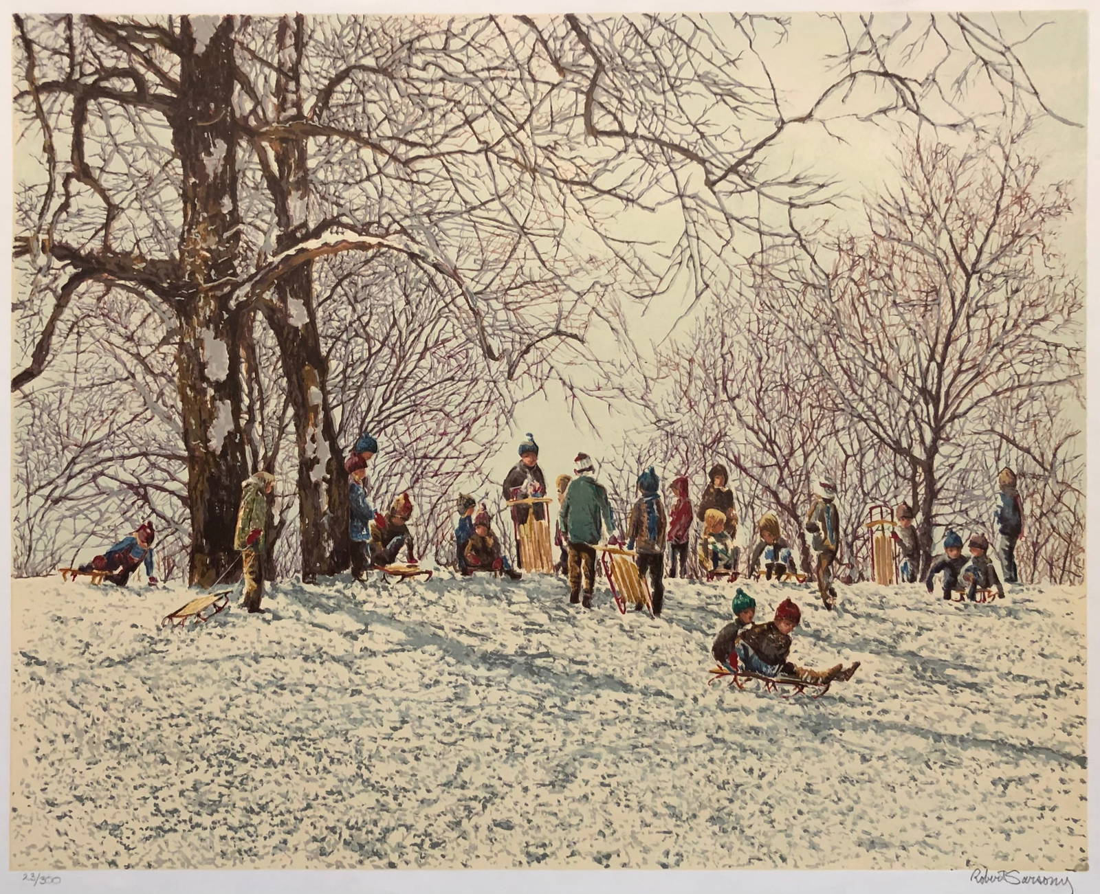 Robert Sarsony "sleigh Ride" Signed Serigraph Le Auction