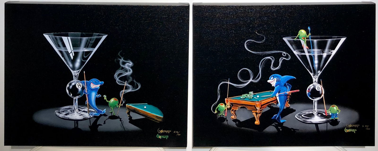 Michael Godard "pool Shark I & Ii" Signed Giclee Le W/coa