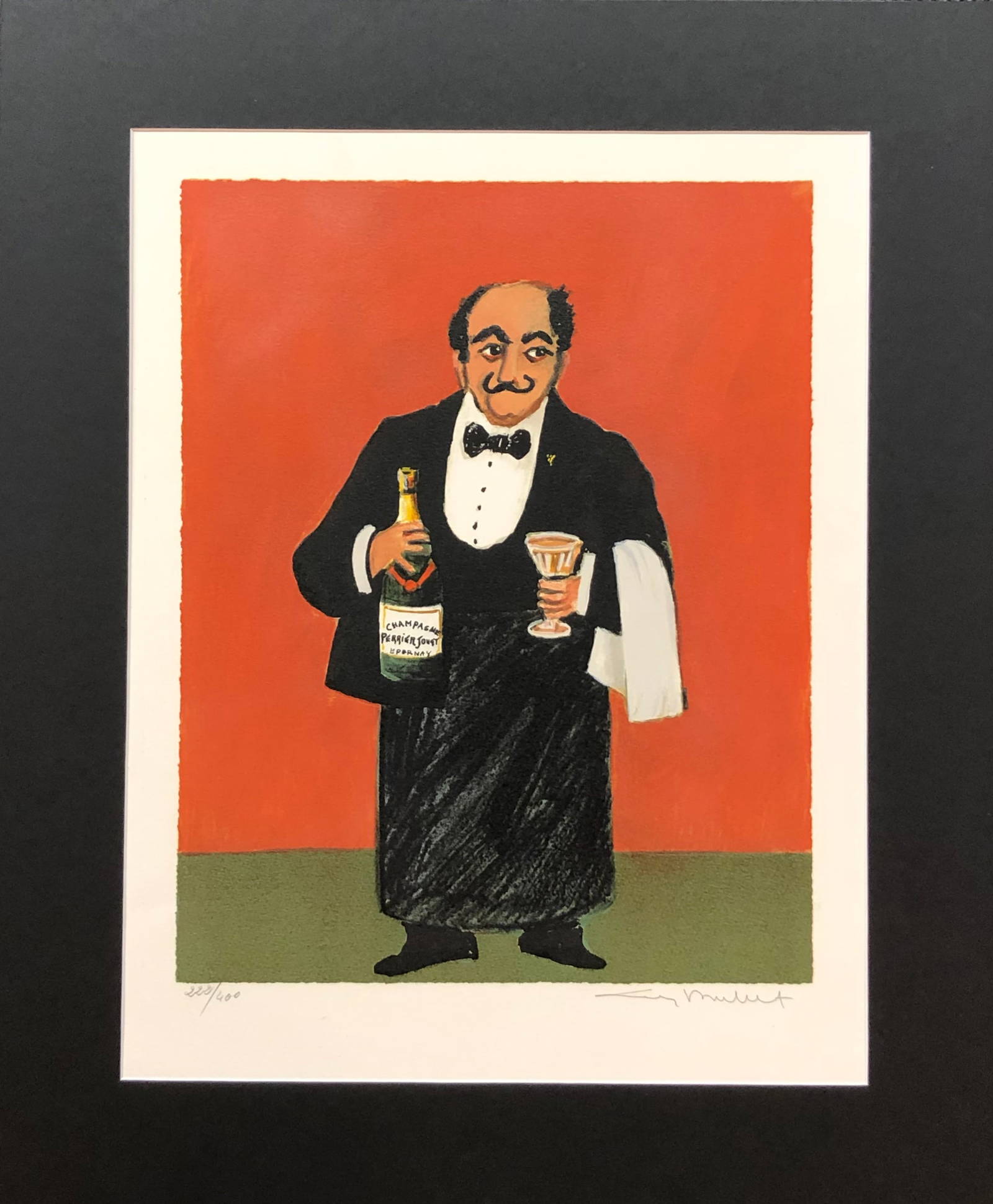 Guy Buffet (waiter With Champagne) Signed Lithograph Le Auction