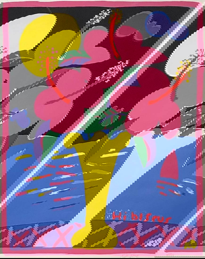 Ken Done "hibiscus" Signed Lithograph Le - Impressionist Auction