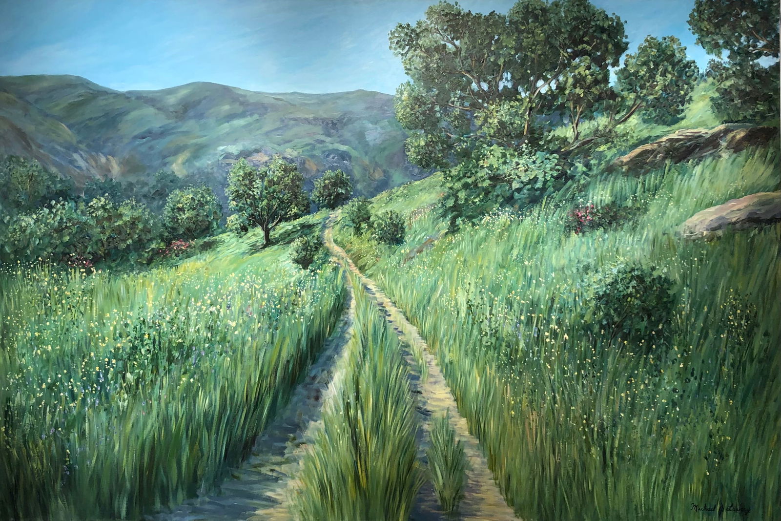 Michael Lavery "springtime Path" Signed Oil On Canvas Auction