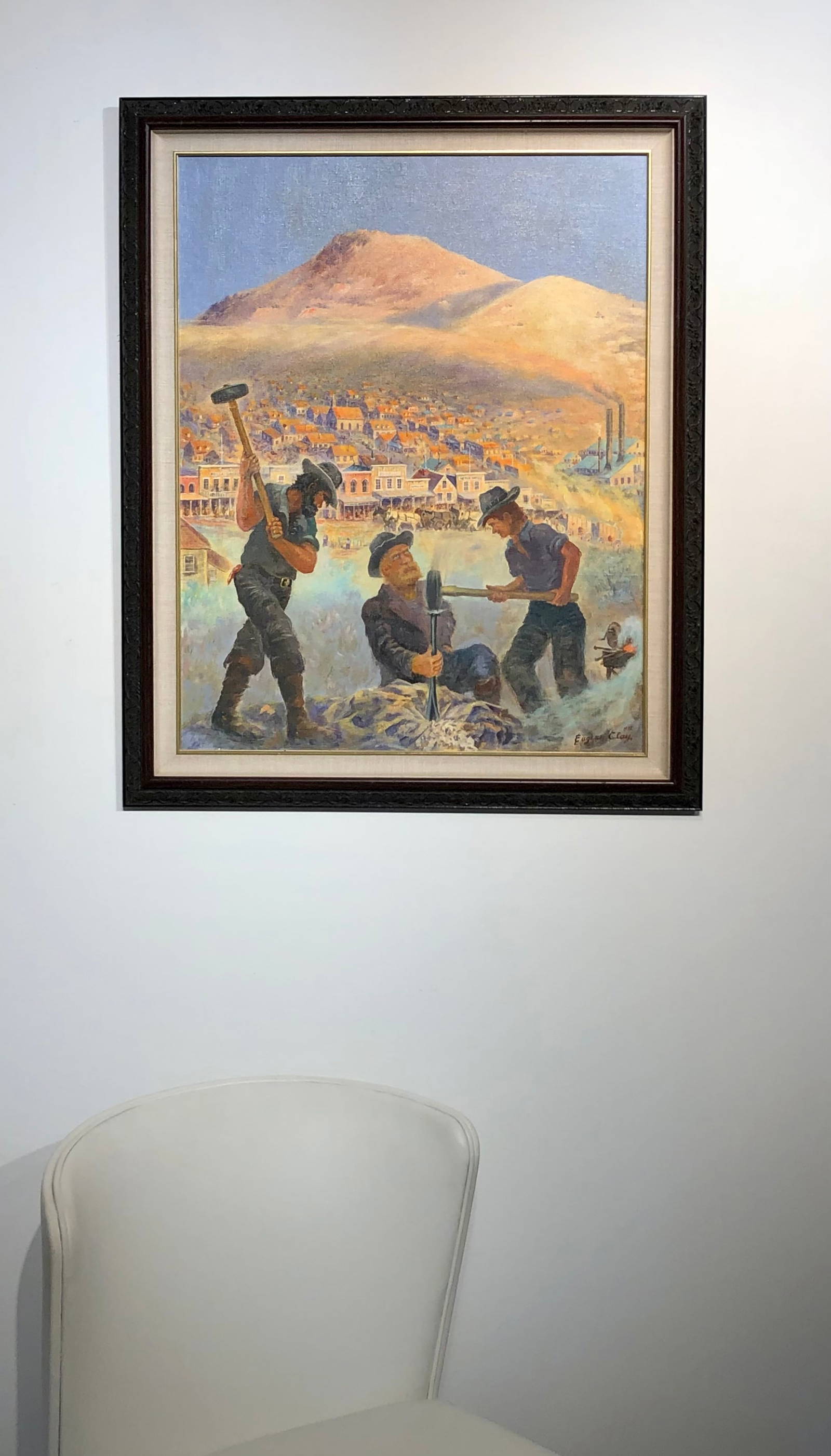 Eugene Clay "hard Rock Drilling - The Hard Way - At Bodie California, 1879" Signed Original Oil ...