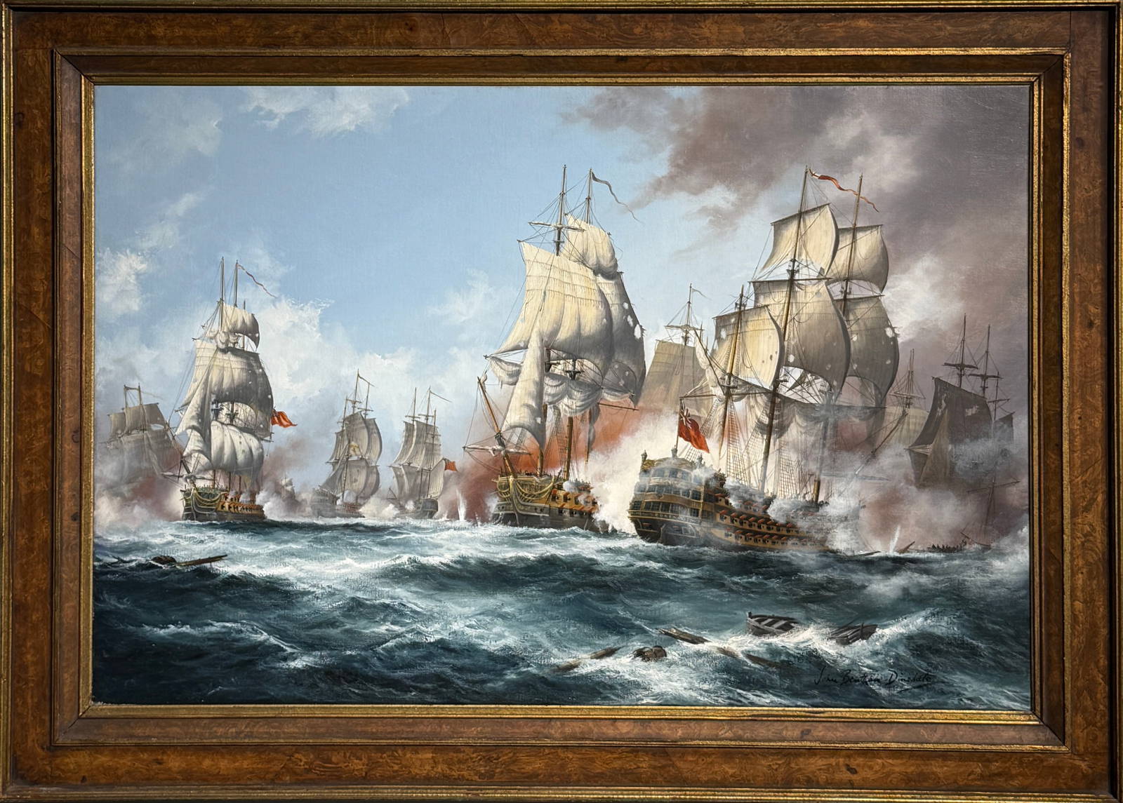 John Bentham Dinsdale "the Battle Of Les Saintes" Signed Original Oil ...