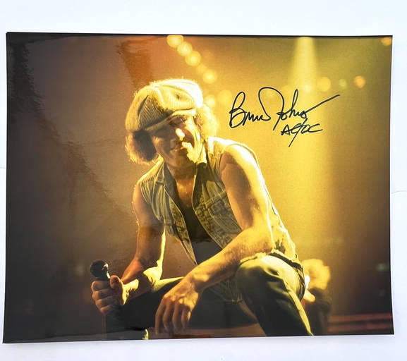 Signed Brian Johnson Acdc Photo