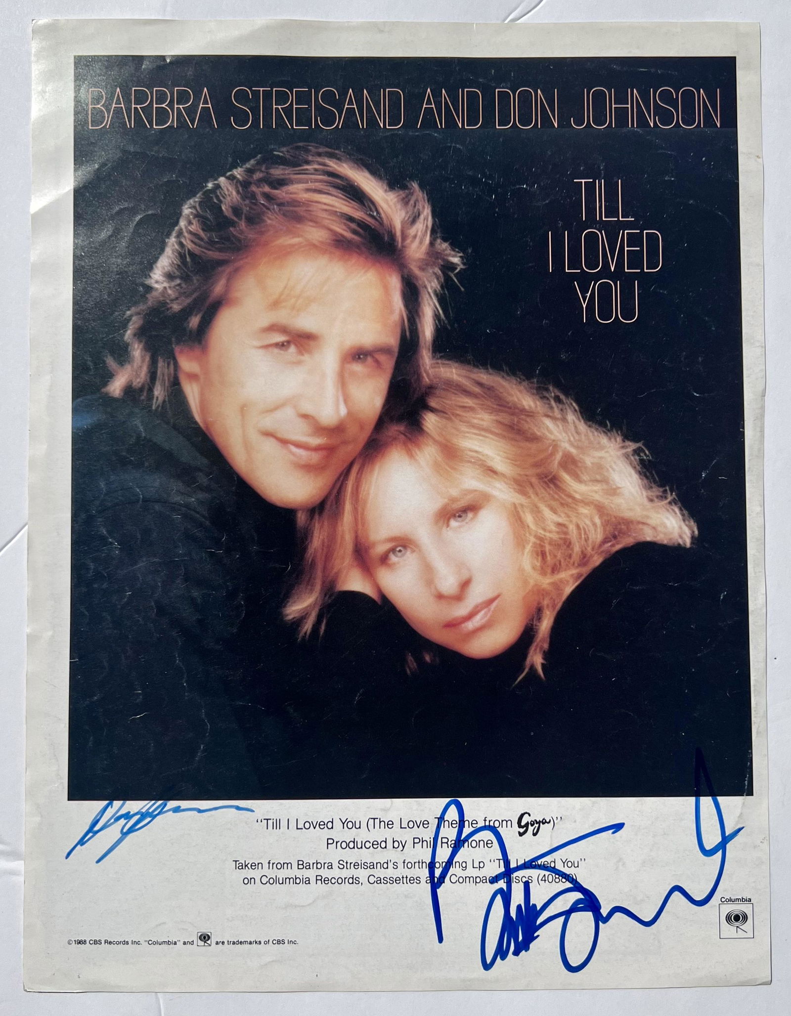 Signed Barbra Streisand, Don Johnson Poster