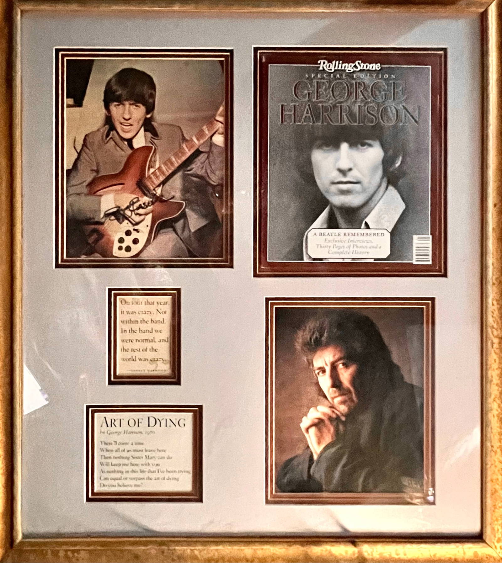 Signed George Harrison Collage Plaque Auction