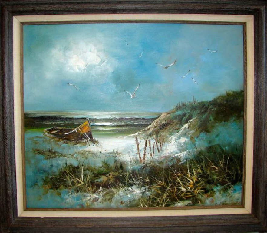 69: Oil painting, Seascape, Signed Karl Neumann.