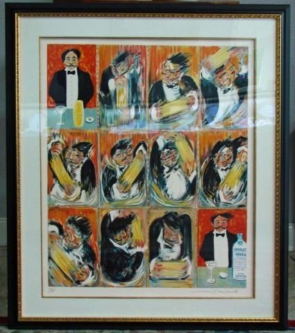 Guy Buffet Lithograph Making A Perfect Martini