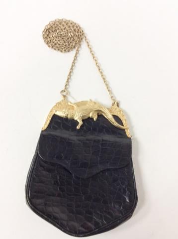 Ann Turk Black Golden Alligator Purse