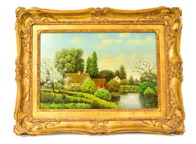 George W. Drew Oil On Board House In Landscape