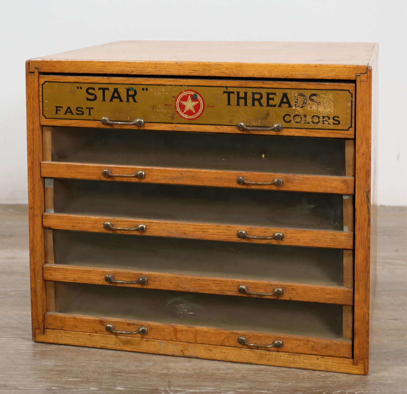 "star Threads Fast Colors" Oak Spool Cabinet