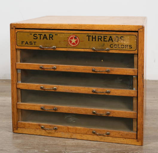 "star Threads Fast Colors" Oak Spool Cabinet