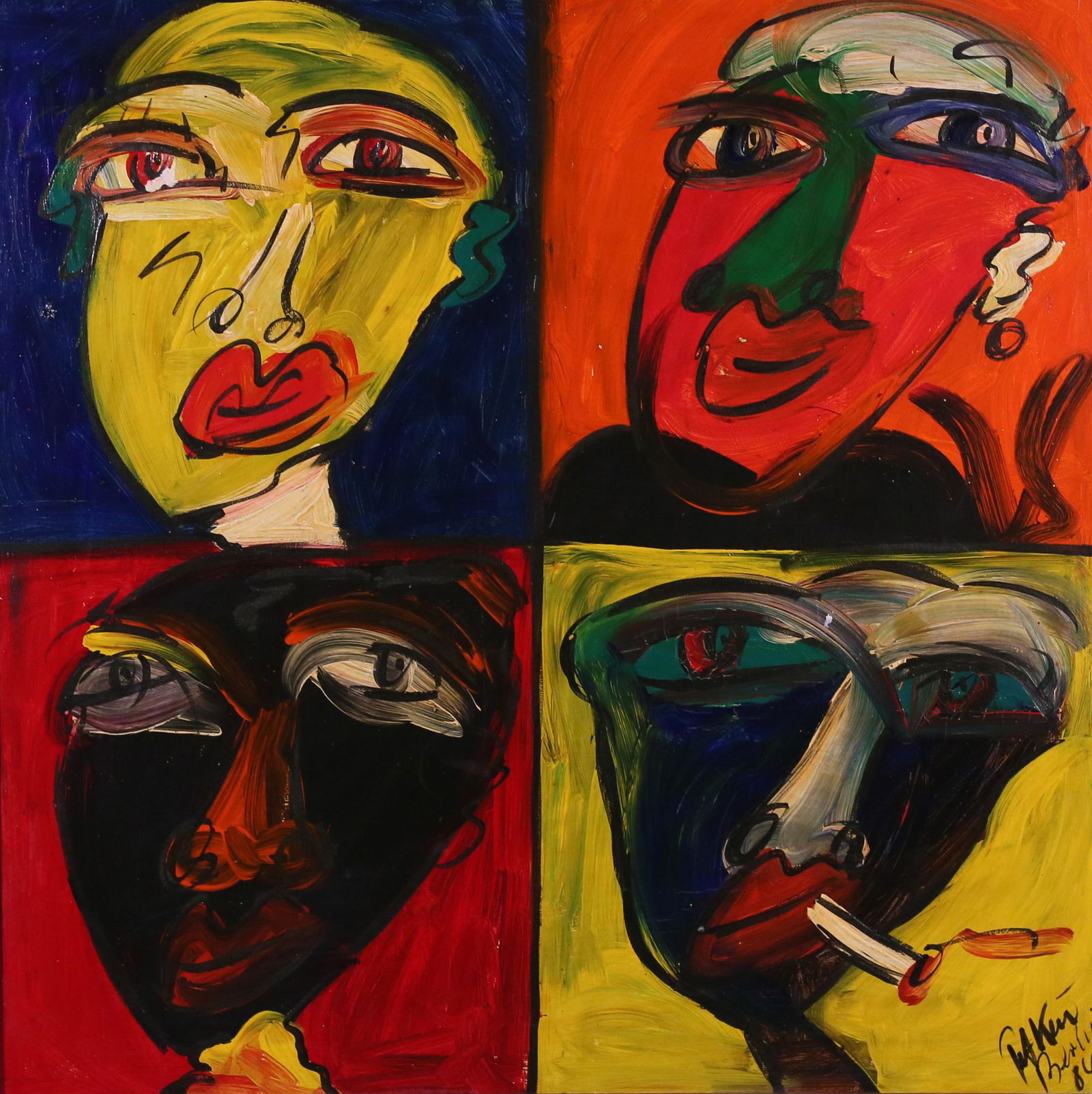 Peter Keil Oil On Canvas Four Portraits