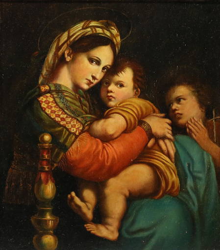 After Raphael Oil on Canvas Madonna of the Chair (#0374) on Dec 15 ...