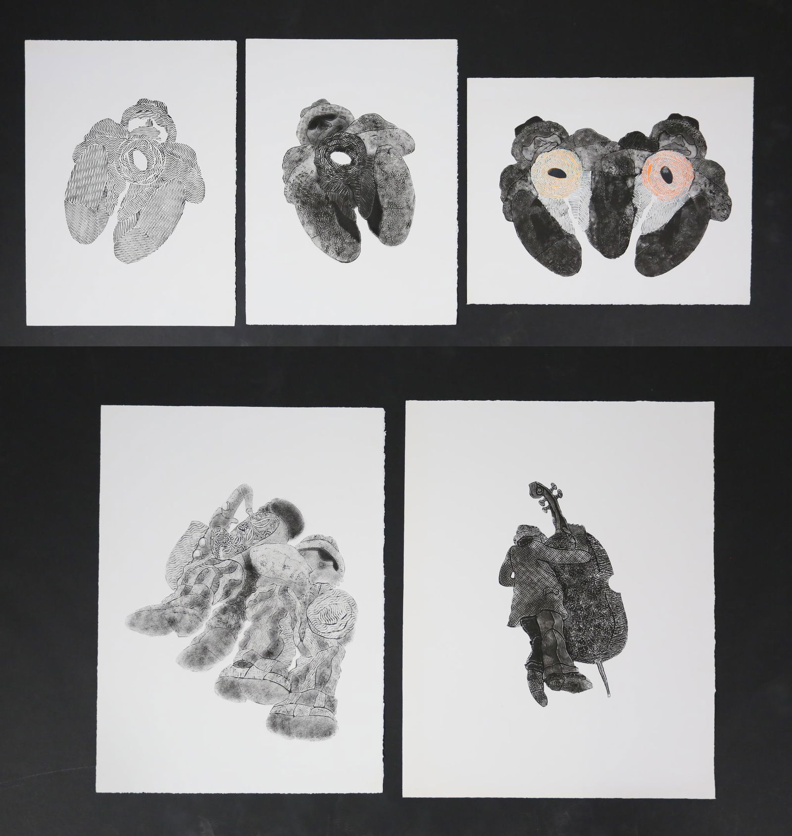 5 Steve Mayo Collagraphs Musicians - Mar 23, 2023 | Willow Auction House in NJ