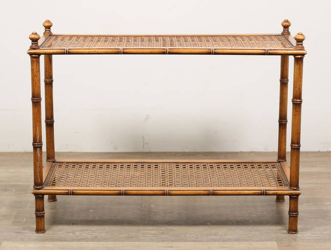 Regency Style Faux Bamboo Tiered Caned Table