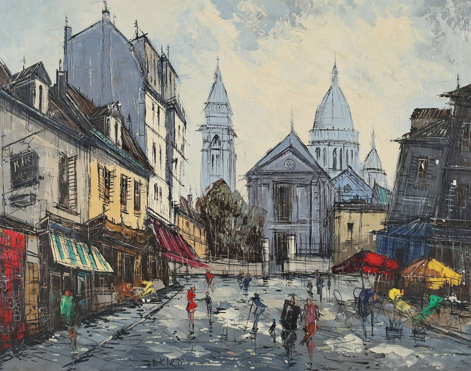 Signed Gerard Oil On Canvas Paris Street Scene Auction
