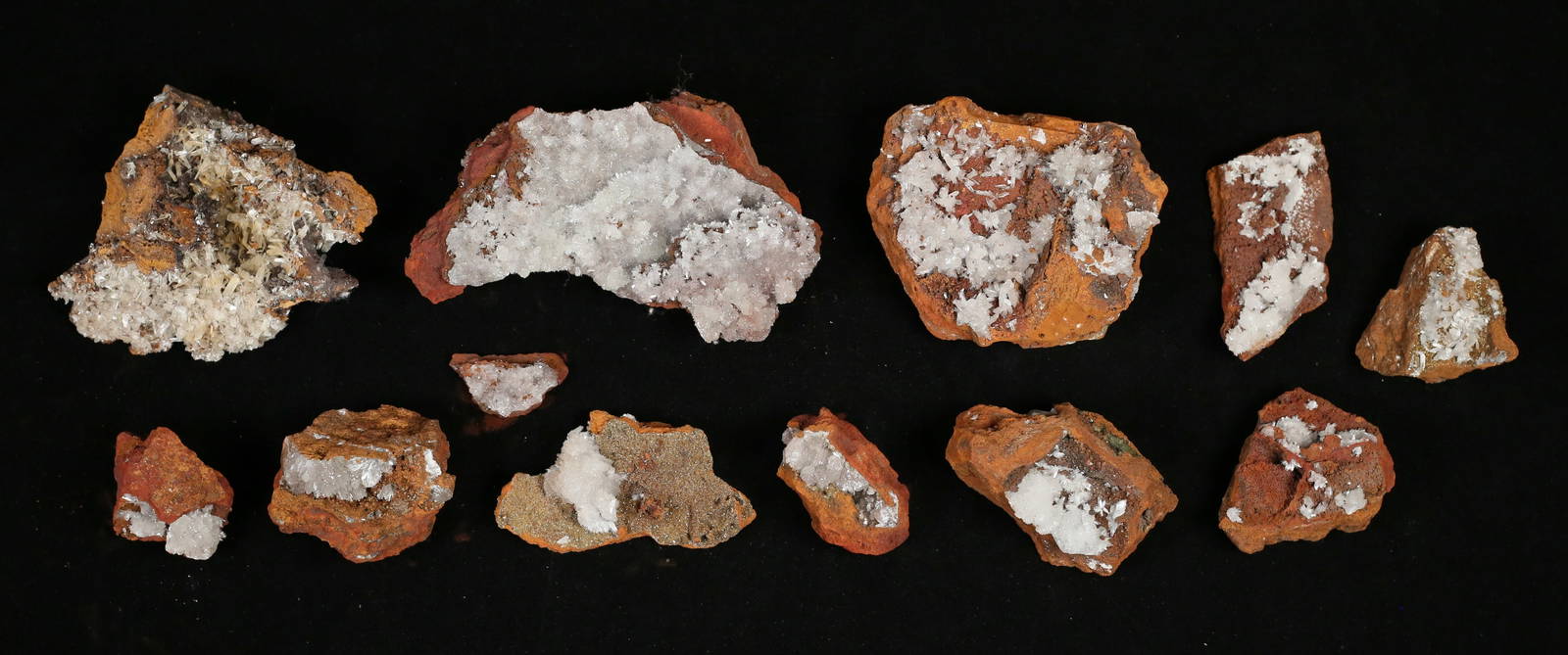 12 Hemimorphite White Crystals On Rust Mexico Auction