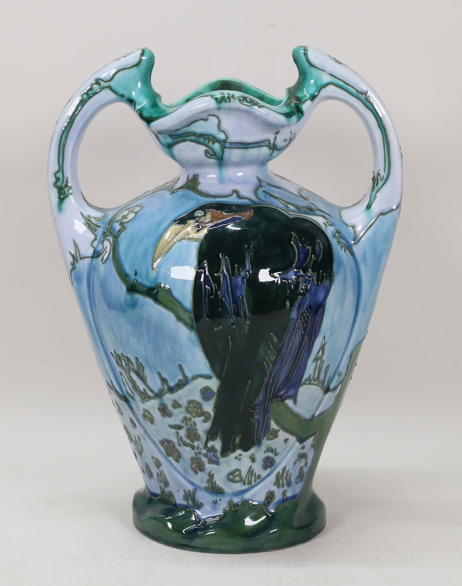 Distel Two Handled Pottery Vase