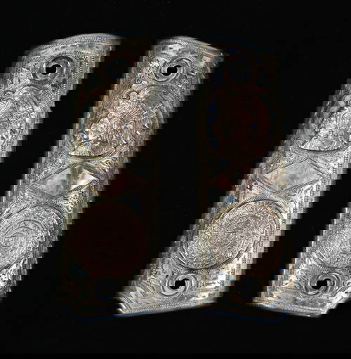 Set Of Mexican Sterling & 10k Gold Pistol Grips