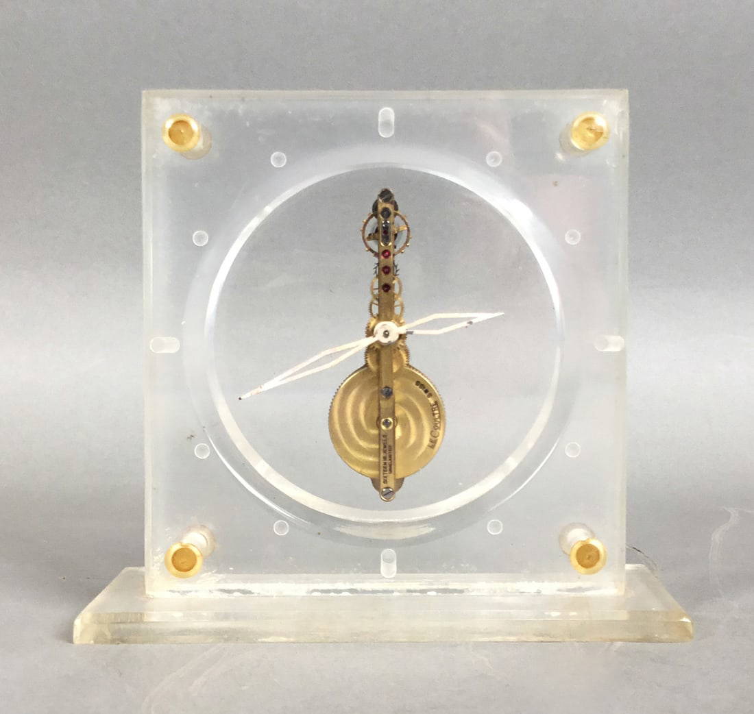 Lecoultre Lucite Skeleton Desk Clock Auction