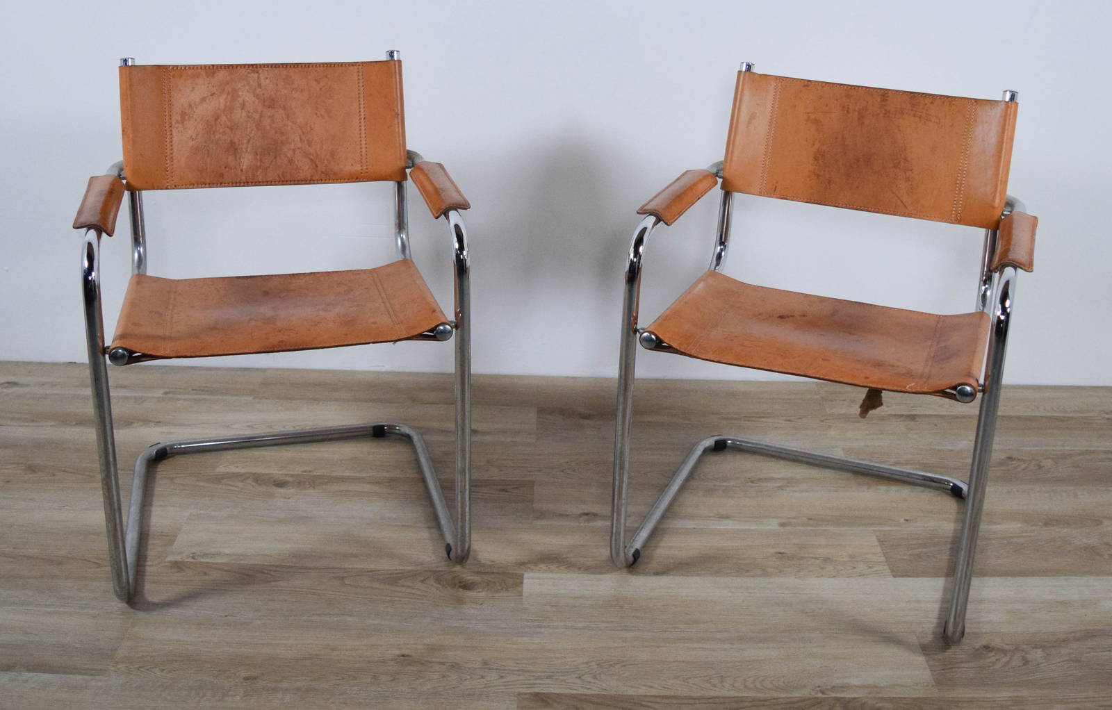Pair Of Mart Stam Style Cantilever Leather Chairs Auction
