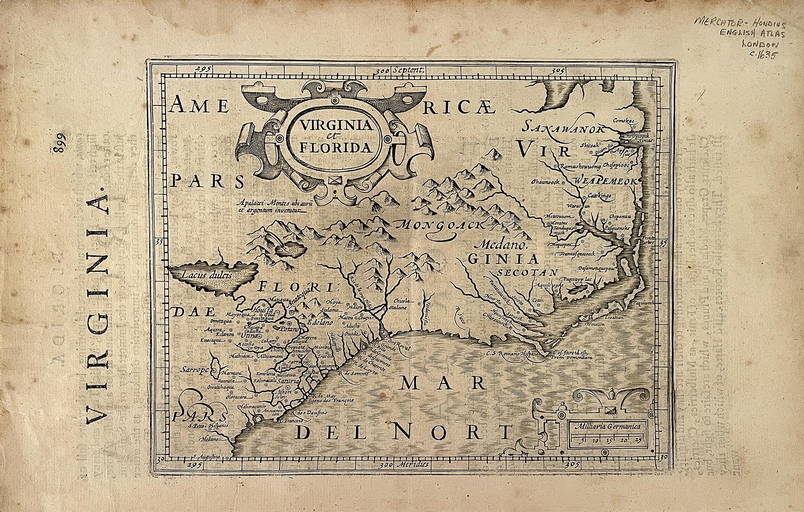 Jodocus Hondius Map Of Virginia To Florida