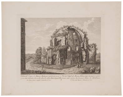 Architectural Engraving Ancient Rome Temple