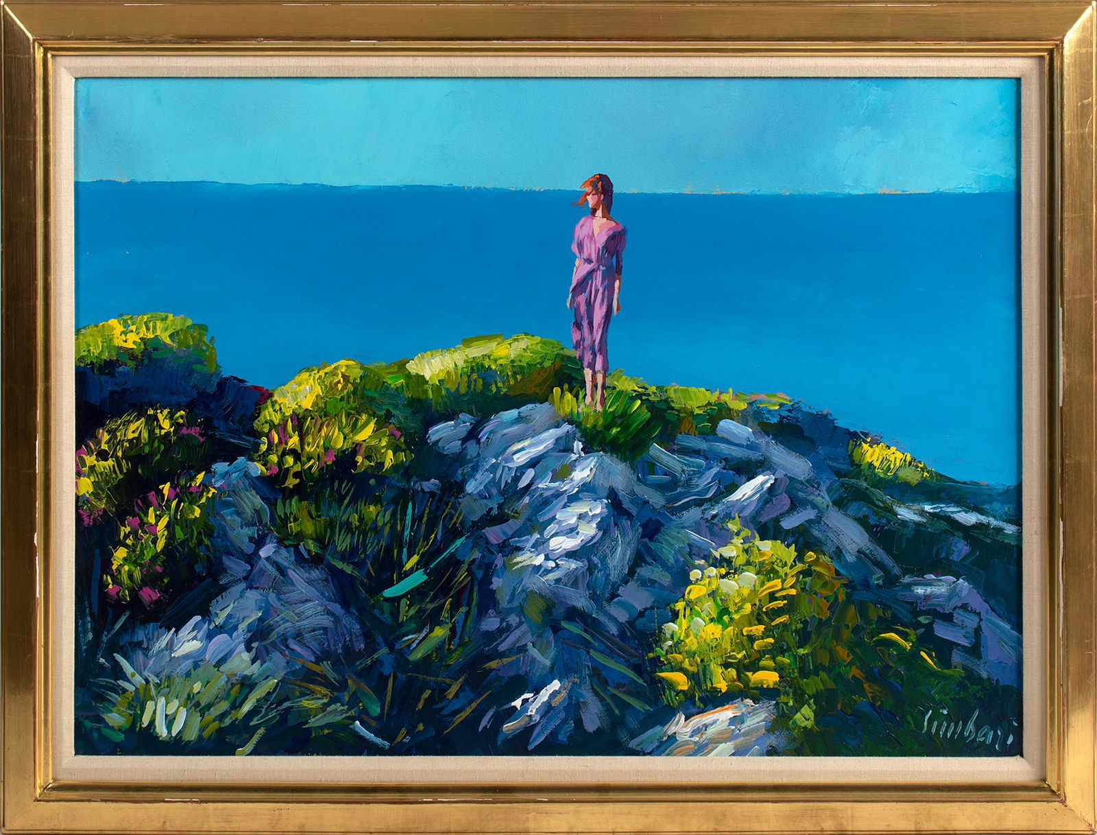 Nicola Simbari (italian, 1927 2012) Oil On Canvas Shore Scene