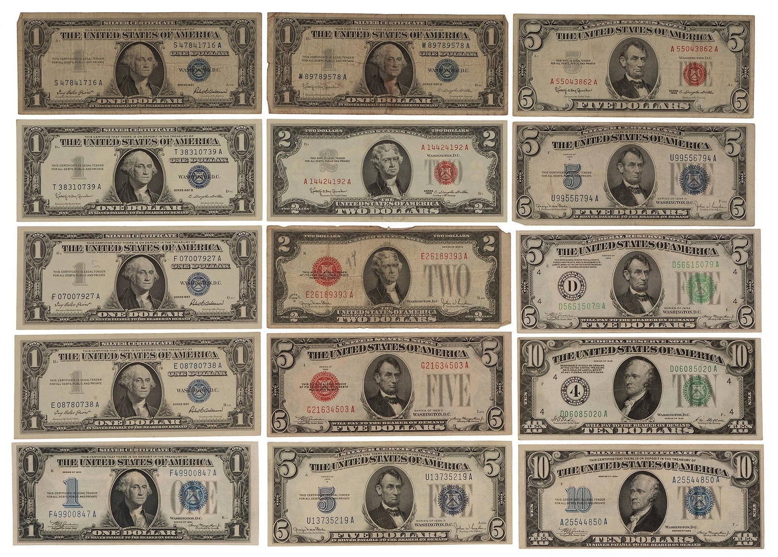 A Grouping Of Various United States Paper Currency Auction