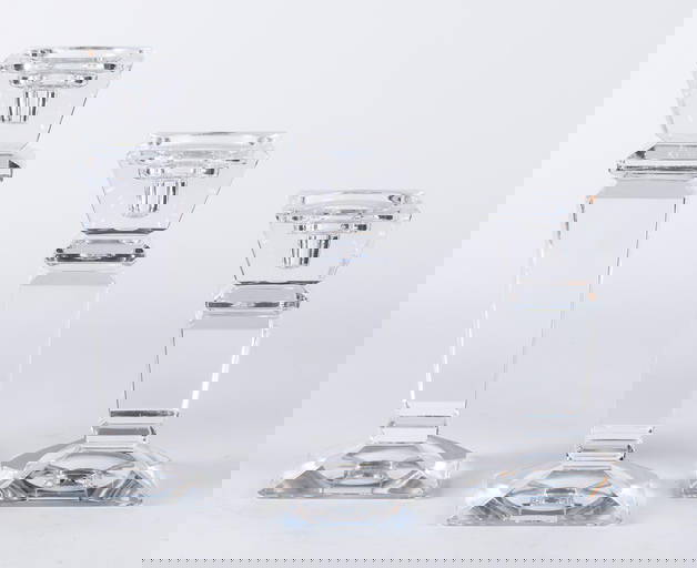 Three Large Crystal Candle Holders