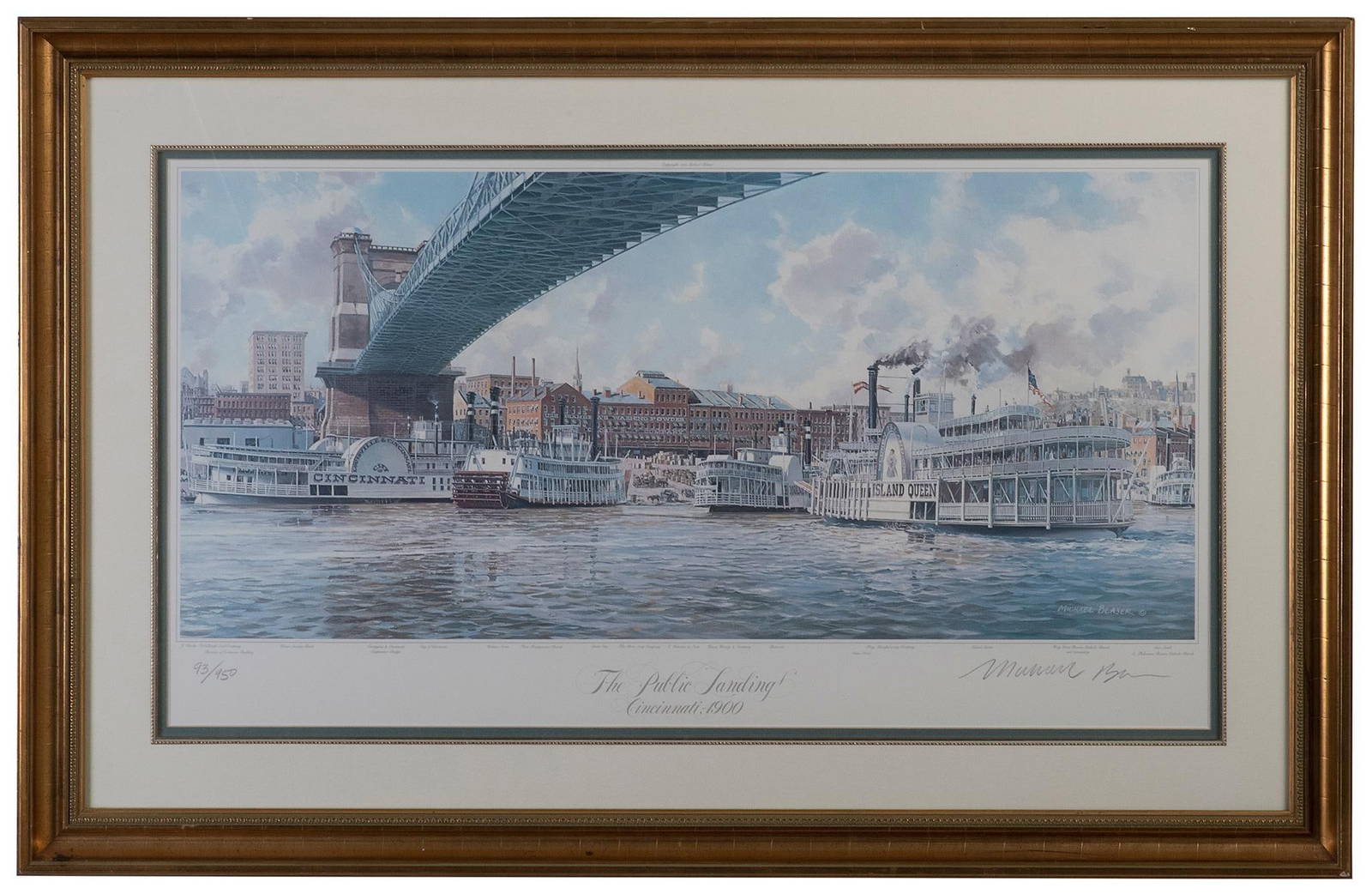 An Offset Lithograph Cincinnati River Scene By Michael Blaser Auction