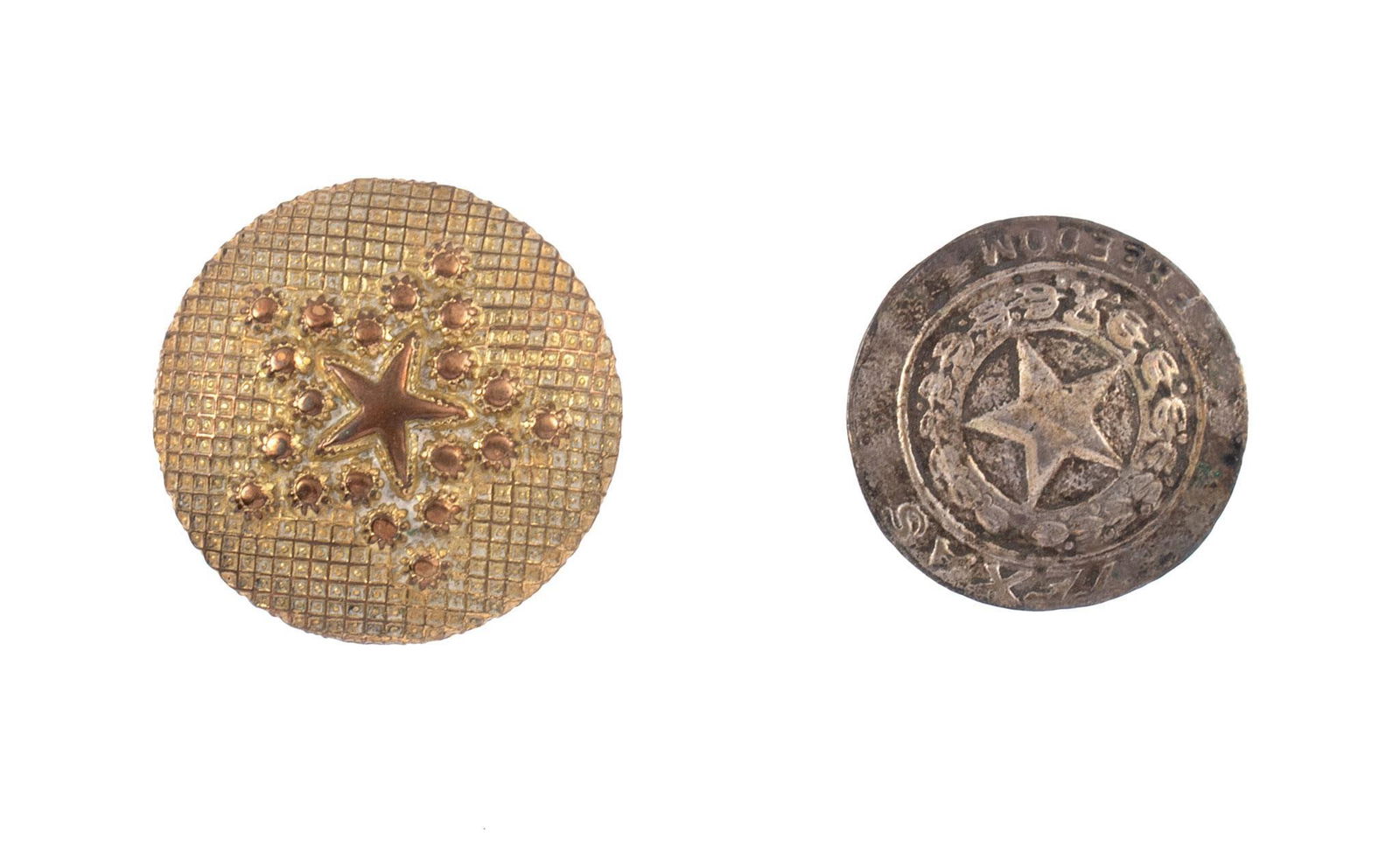 Two Rare Civil War Era Texas Star Buttons Auction