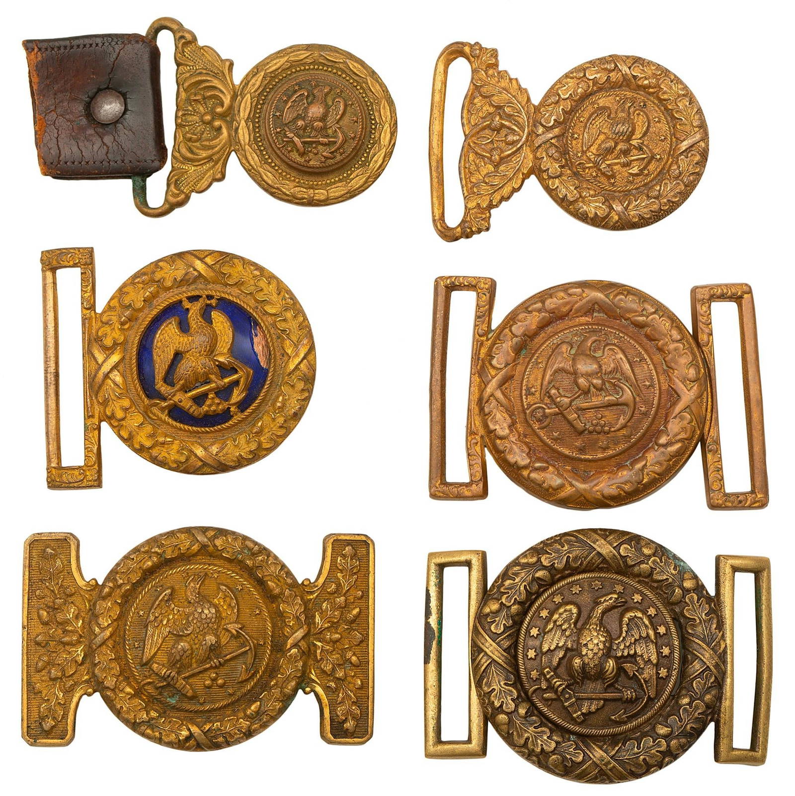 Lot Of 19th Century Us Navy Belt Buckles Auction